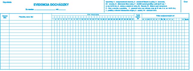 Evidencia dochádzky 42x15 - MIRA OFFICE